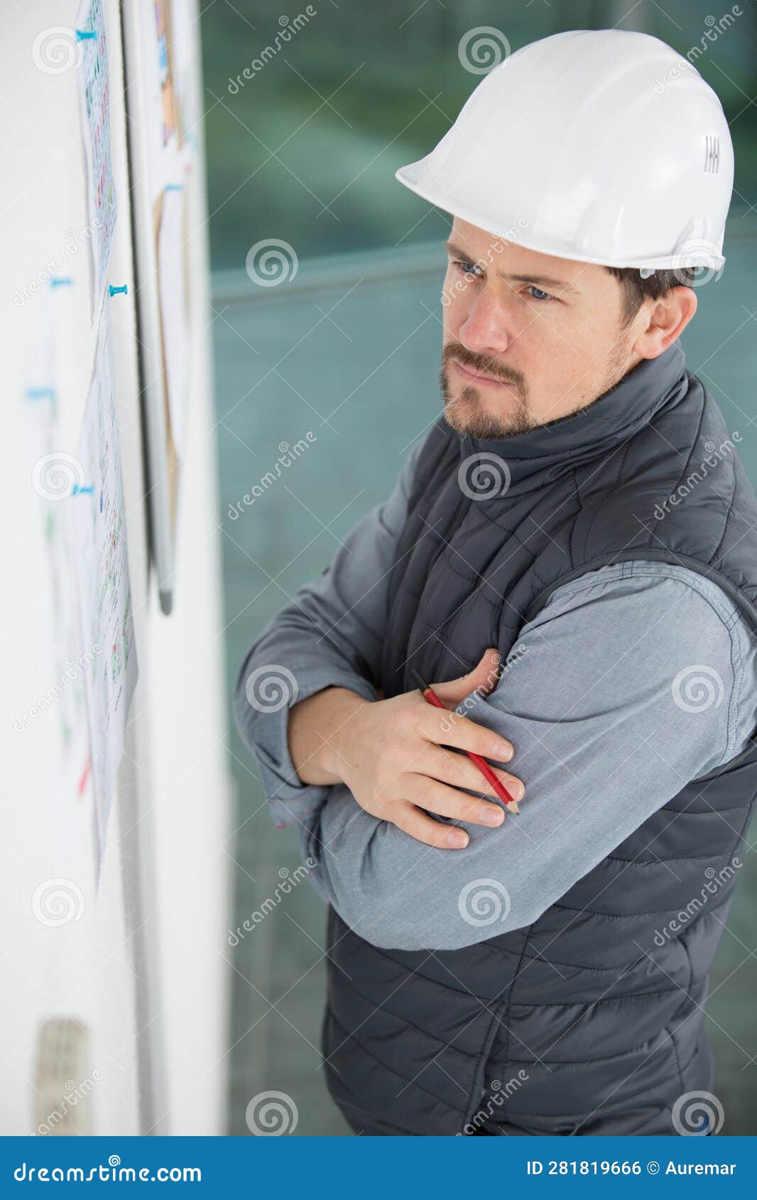 Workman Reading Notices on Board Stock Photo - Image of project, notice ...