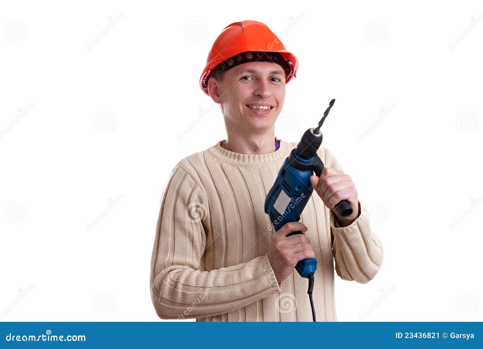 Workman in red helmet stock image. Image of technical - 23436821