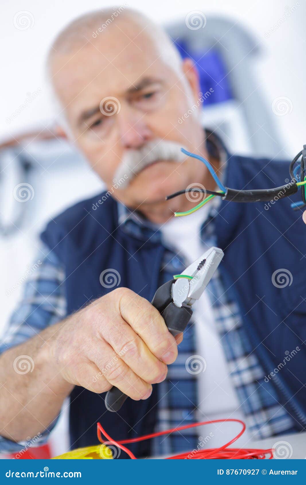 Workman Repairing Electrical Cable Stock Image - Image of electrician ...