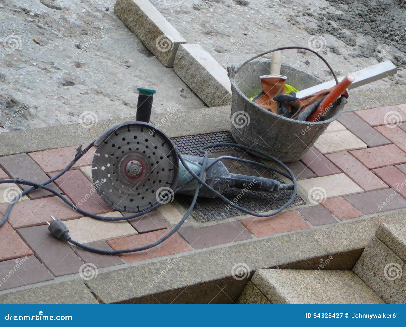 Workman`s Tools on Pavement Stock Image - Image of street, work: 84328427
