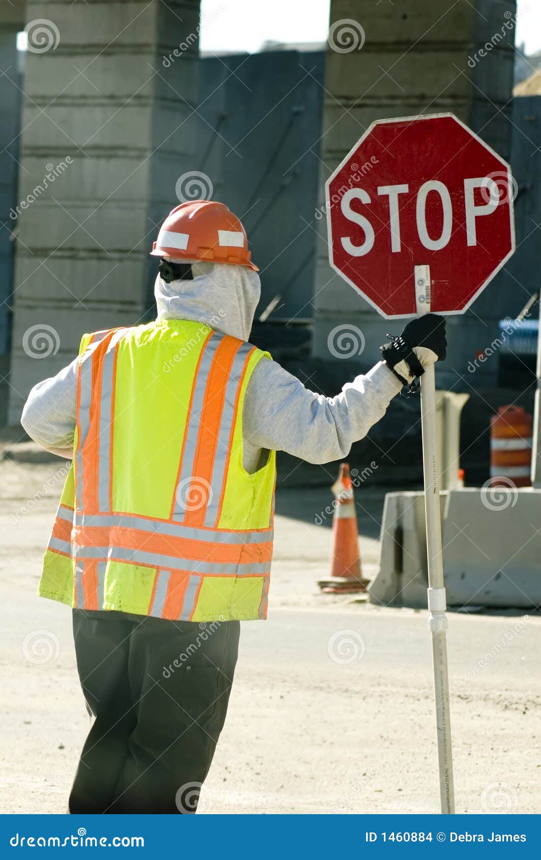 Workman and Stop Sign stock photo. Image of traffic, symbol - 1460884