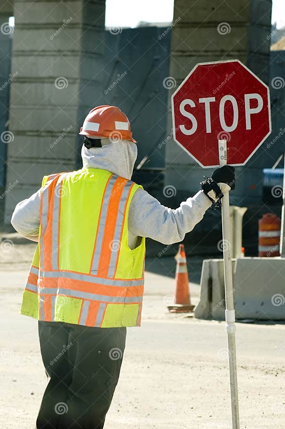 Workman and Stop Sign stock photo. Image of traffic, symbol - 1460884