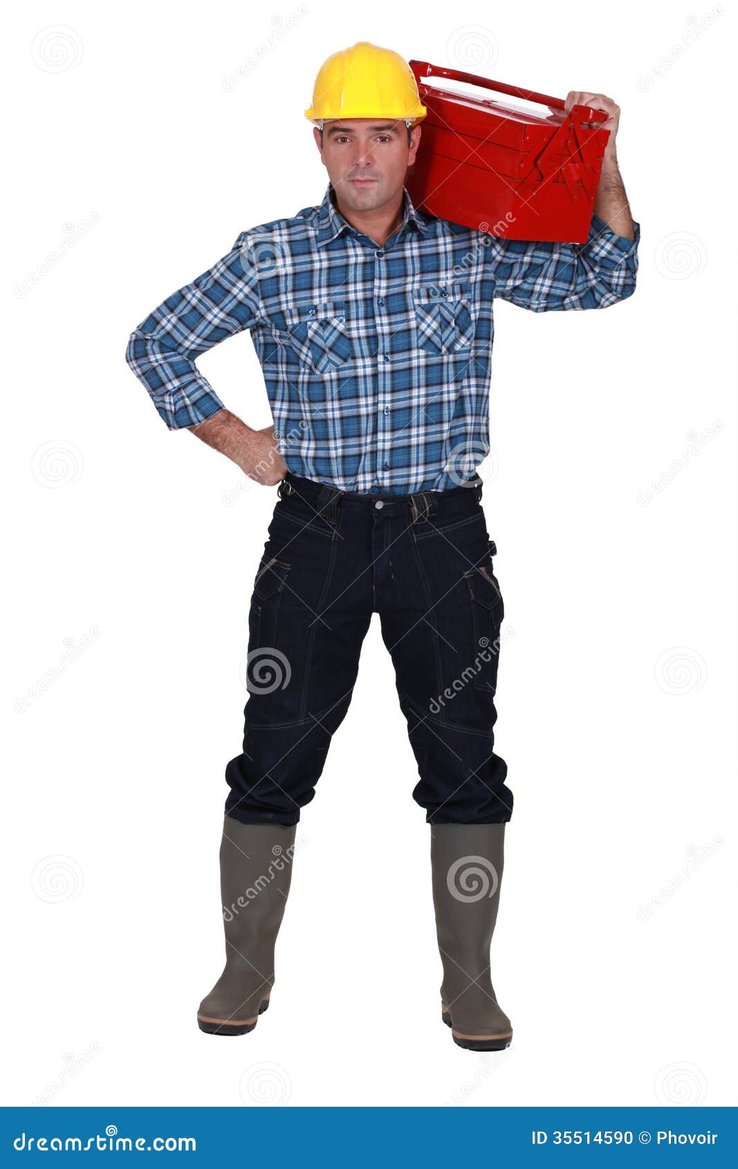 Workman with a tool box stock photo. Image of isolated - 35514590