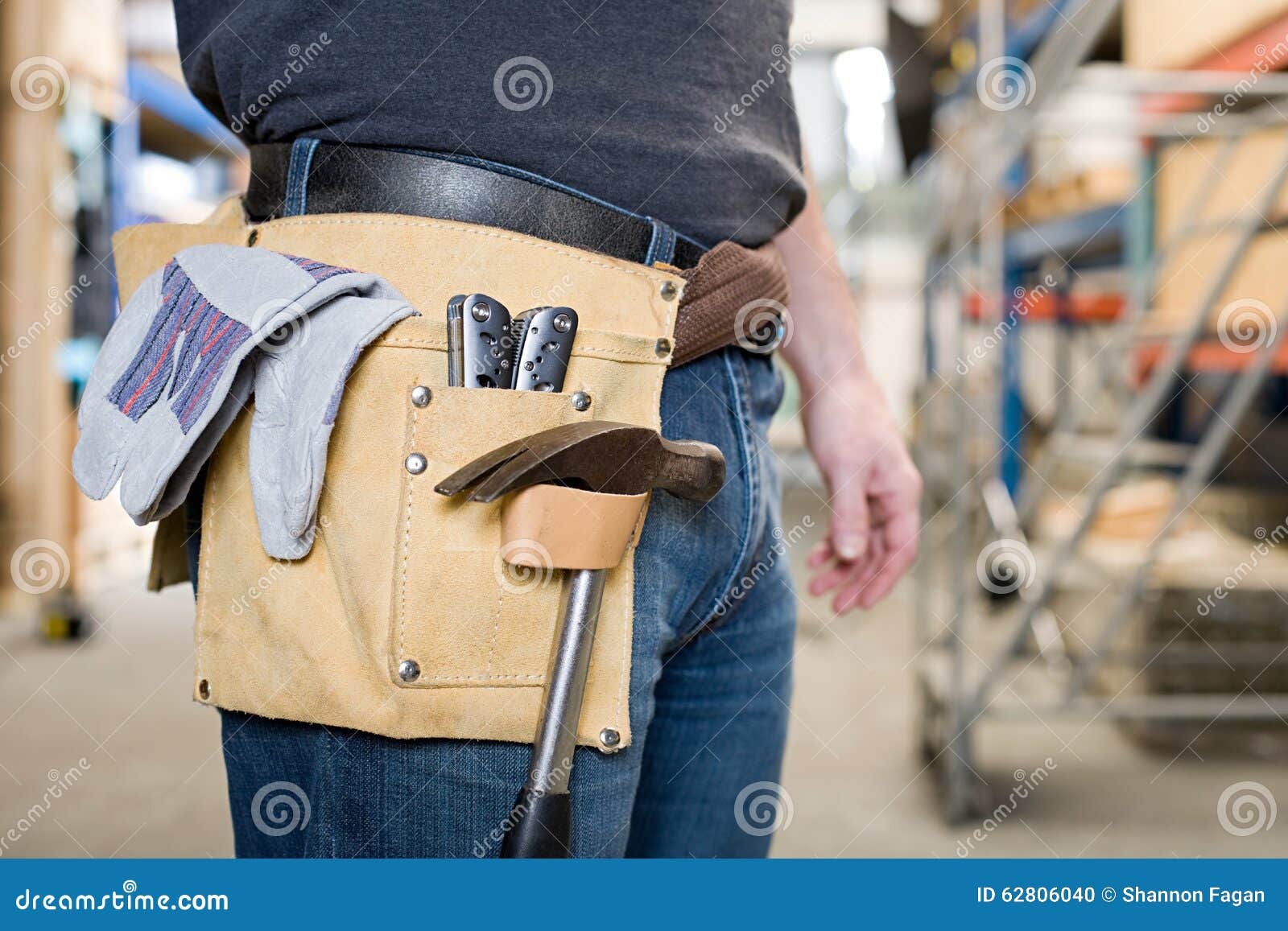 Workman with toolbelt stock photo. Image of industry - 62806040