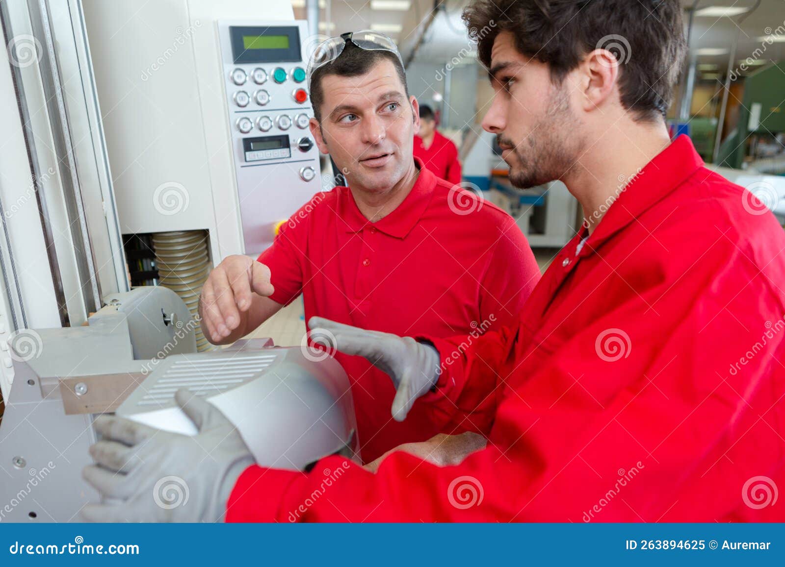 Workman Training Apprentice in Factory Stock Image - Image of panel ...