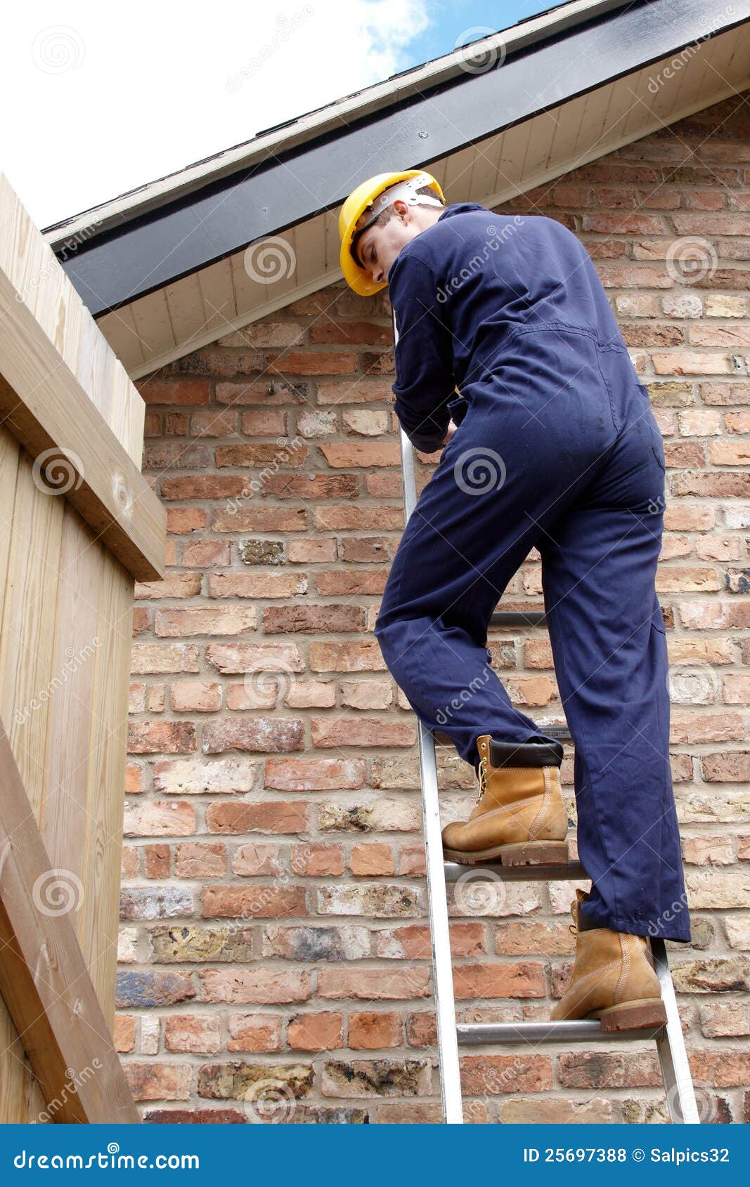 A Workman Up A Ladder Stock Photo | CartoonDealer.com #25697388