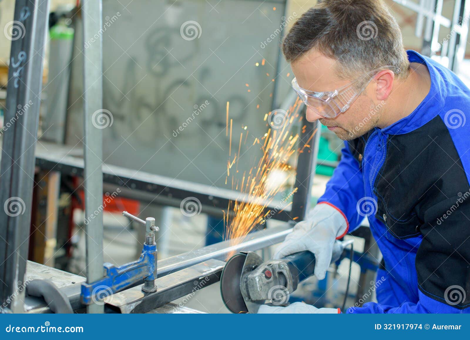 Workman Using Angle Grinder Stock Photo - Image of technical, skilled ...