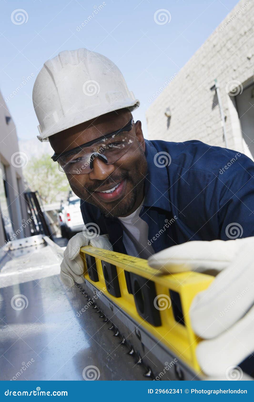 Workman Using a Level stock image. Image of measuring - 29662341