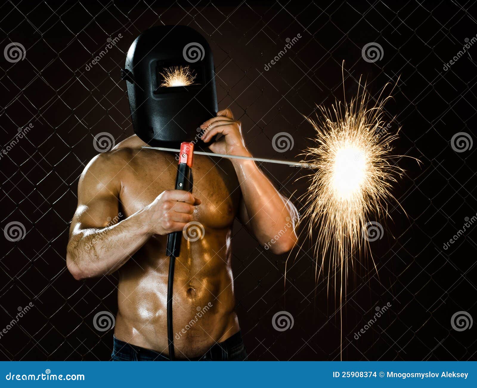 Workman welder stock photo. Image of muscularity, sparking - 25908374