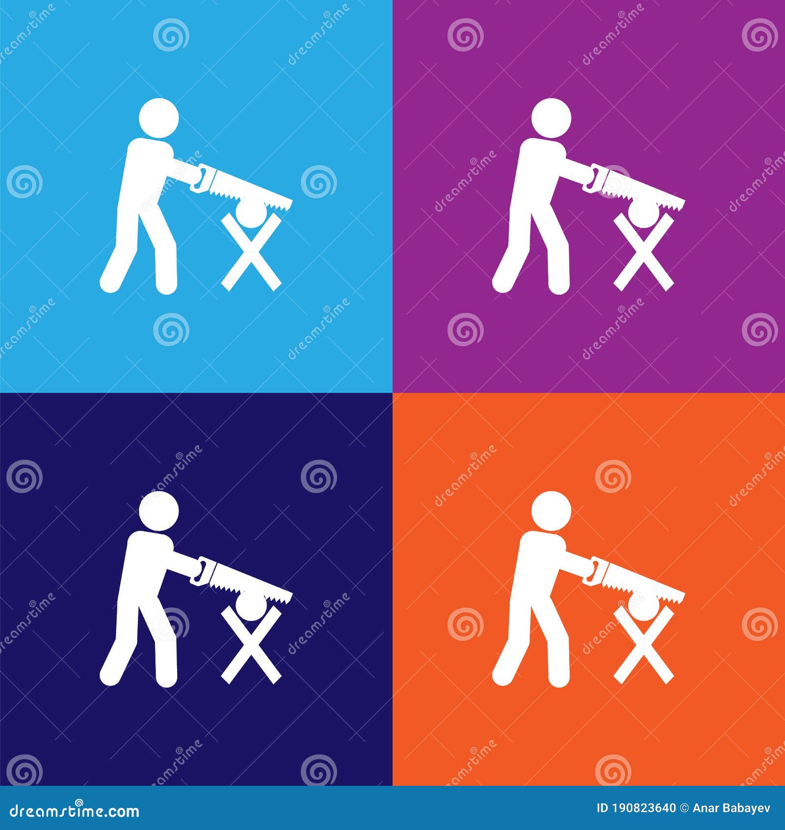 Workmanship with a Saw Premium Quality Icon. Elements of Constraction ...