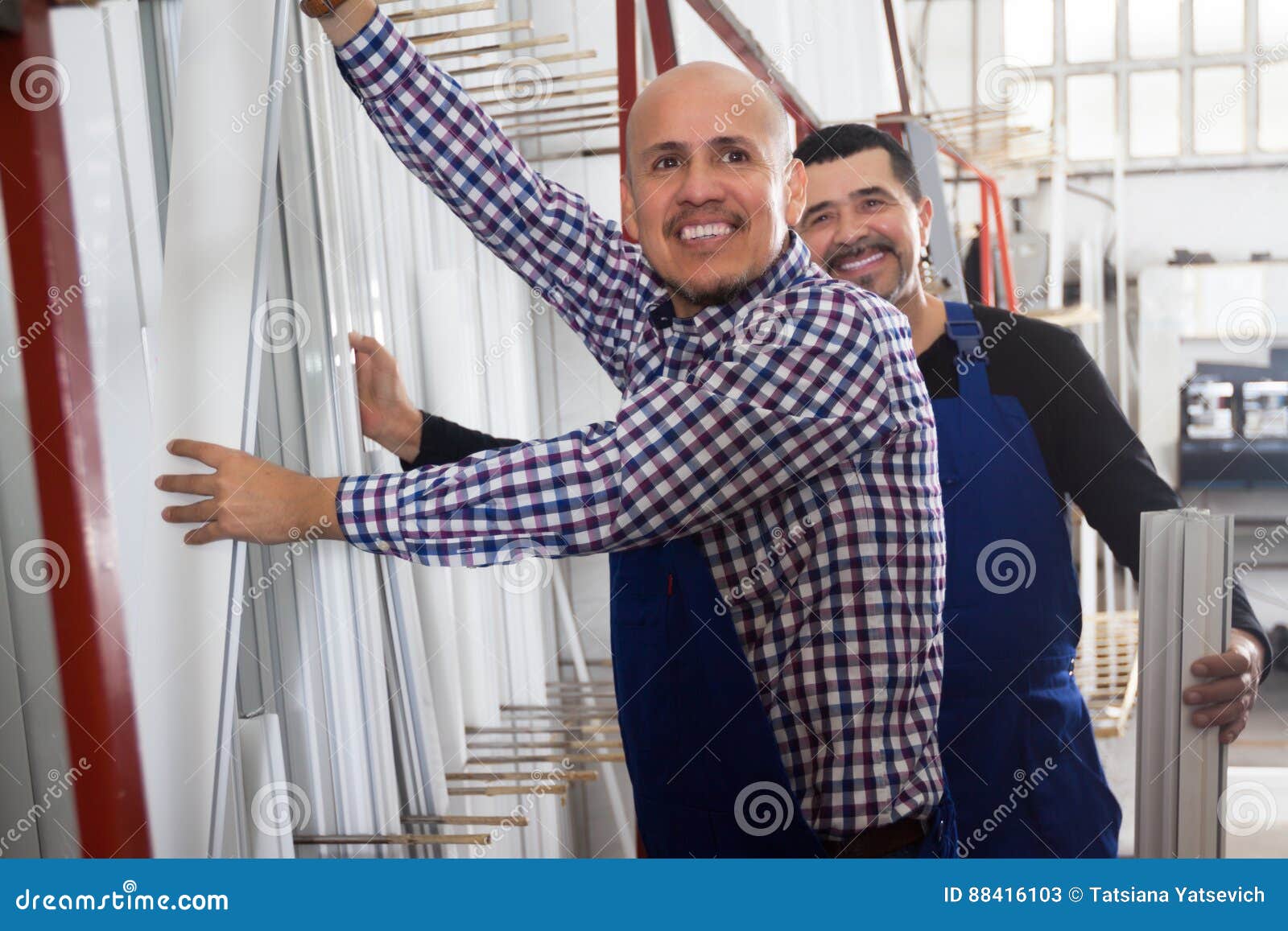 Workmen Carrying Windows Frames from Truck Stock Image - Image of ...