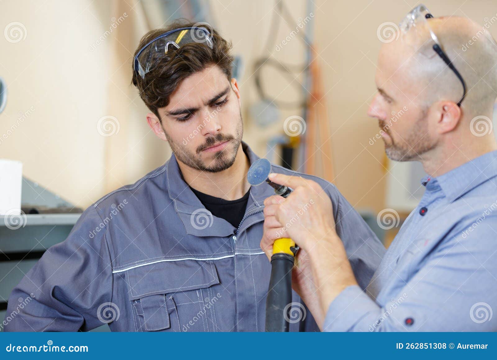 Workmen Checking Pipe in Workshop Stock Photo - Image of manufacturing ...
