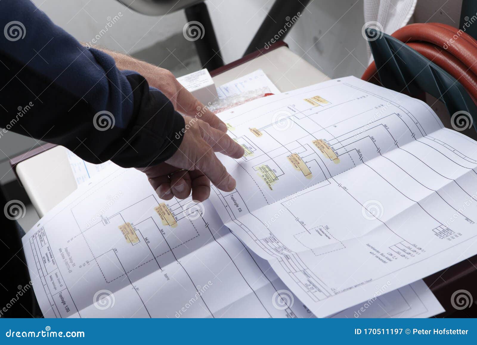 Workmen and Engineer Working an Planing on the Job Showing Hands Stock ...