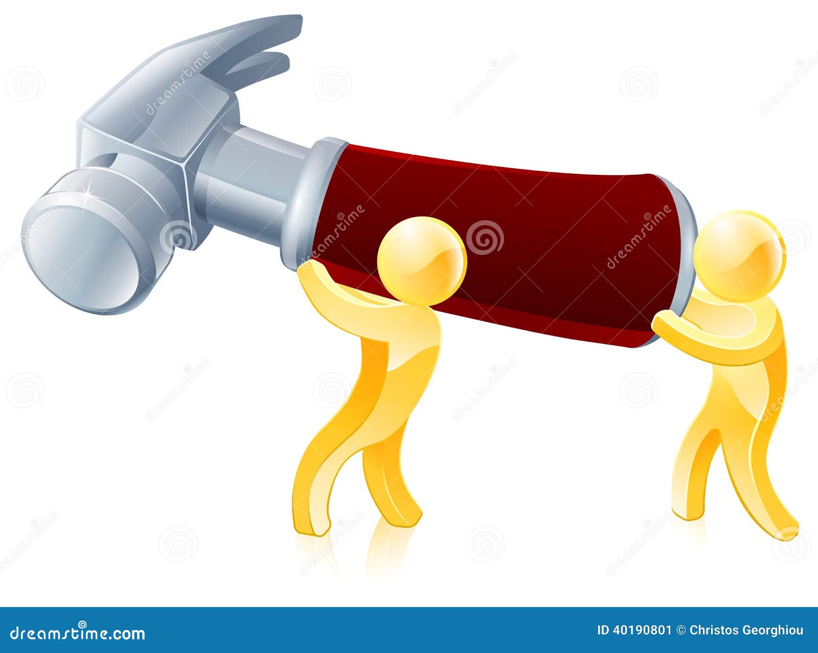Workmen and giant hammer stock vector. Illustration of handyman - 40190801