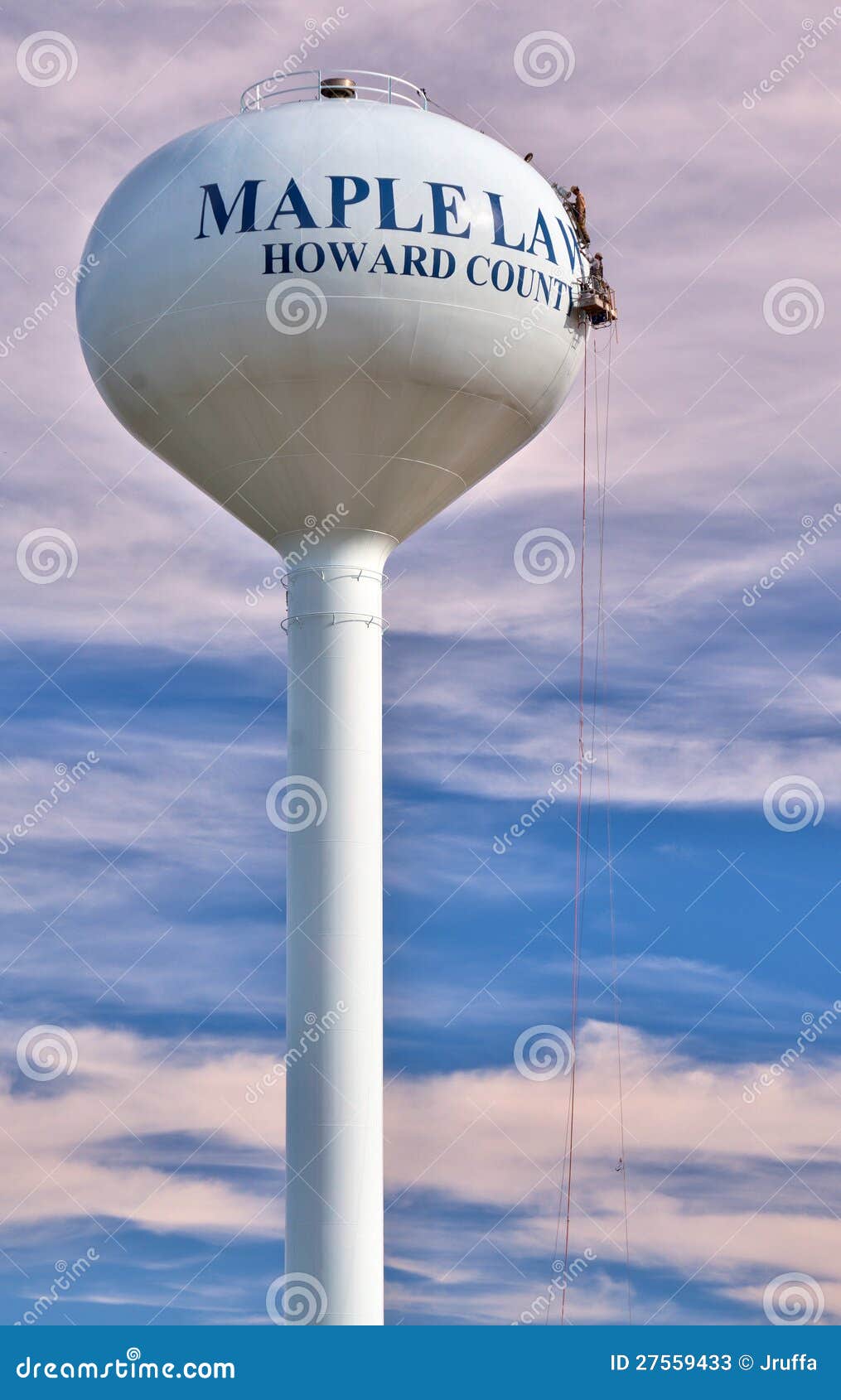 Workmen Painting a Modern Water Tower Editorial Stock Photo - Image of ...