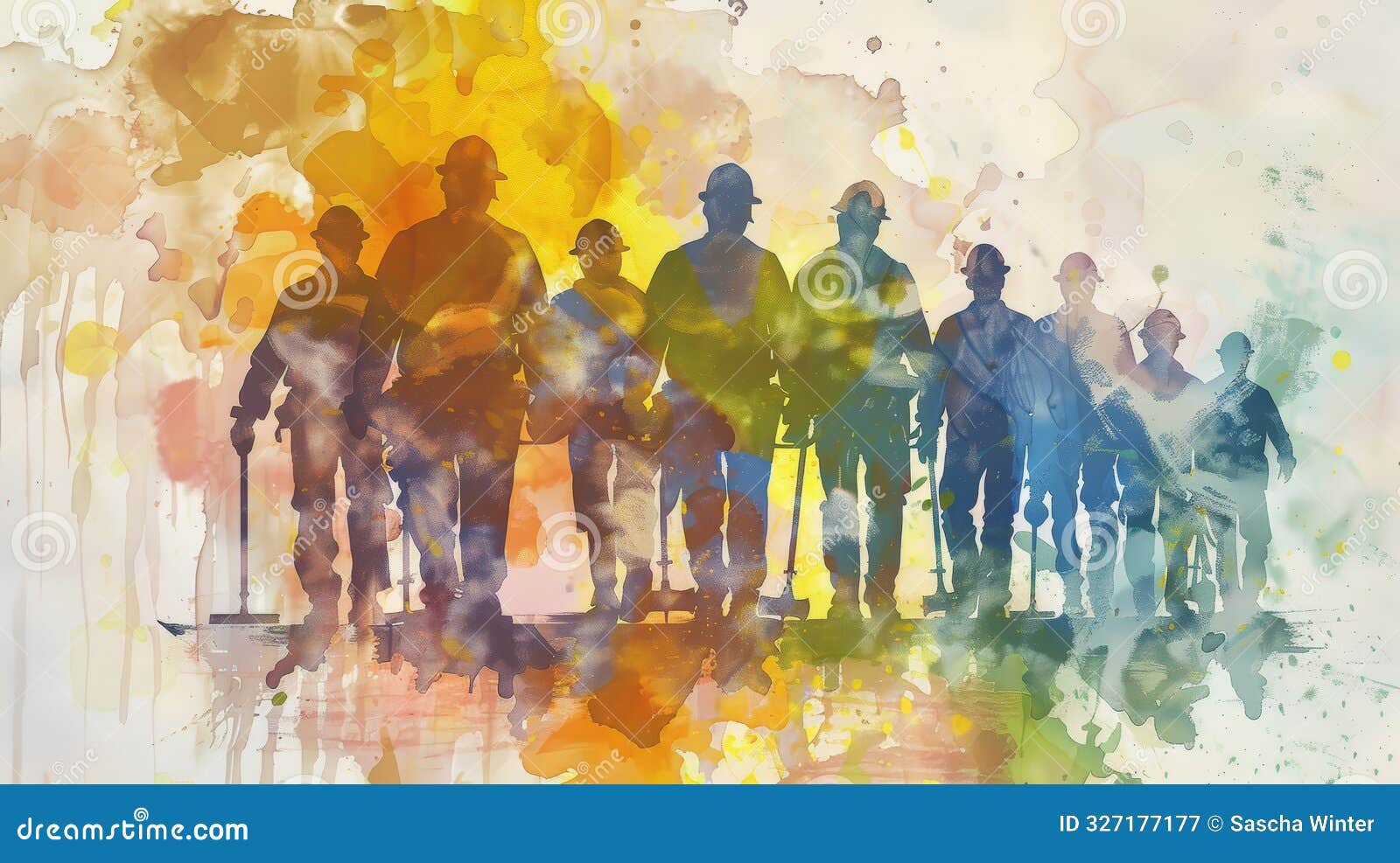 Workmen in Watercolor: Artistry in Motion Stock Image - Image of ...