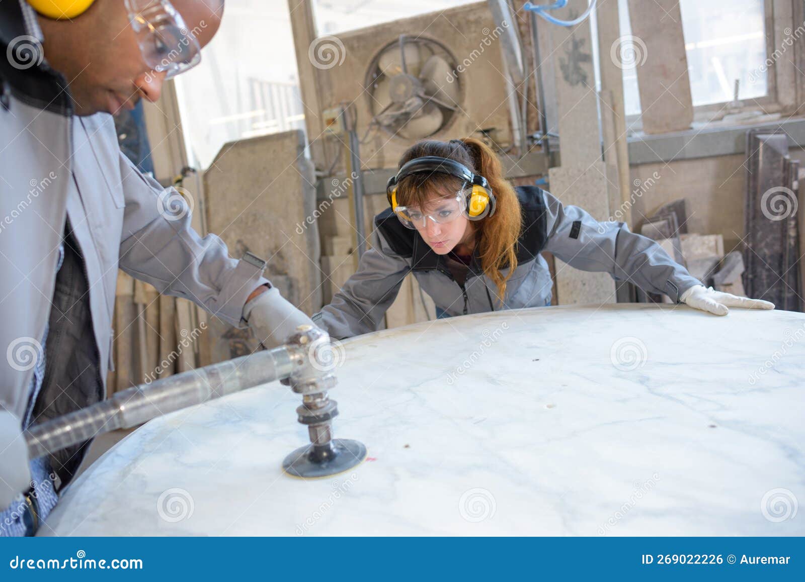 Workmen Working with Glass for Windows at Workshop Stock Photo - Image of uniform, production ...