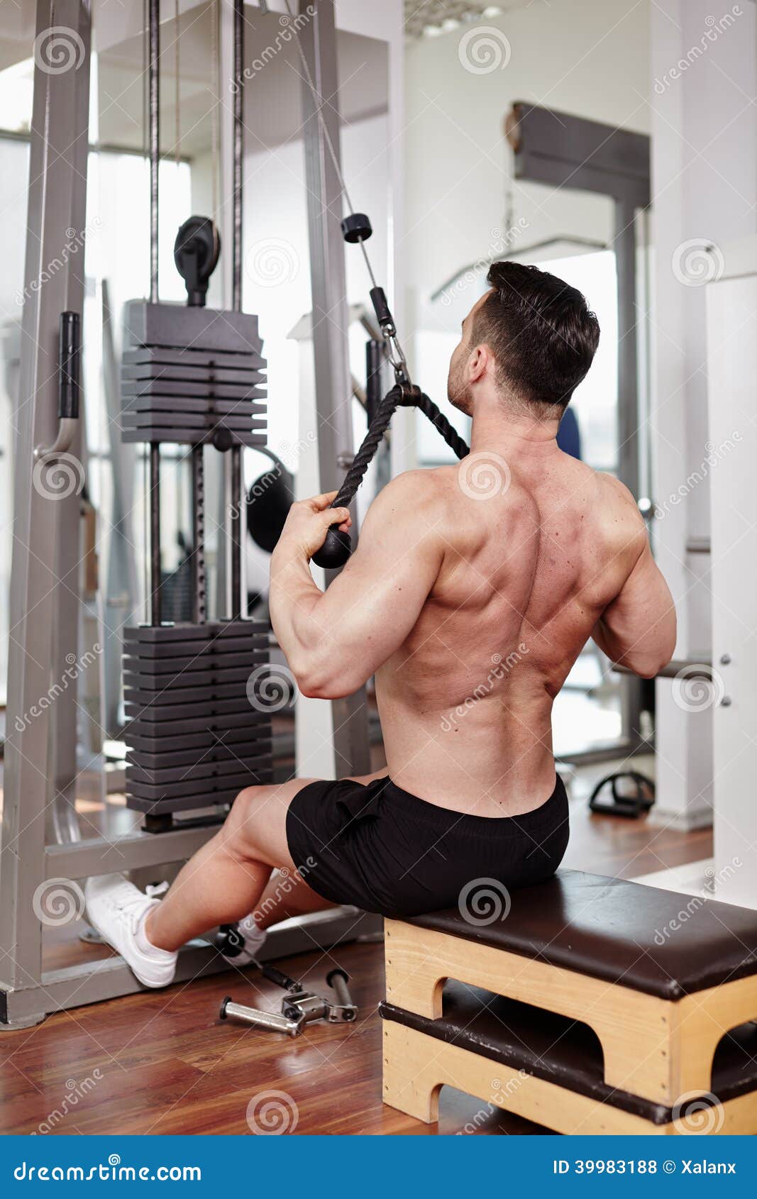 Workout at cable machine stock photo. Image of people - 39983188
