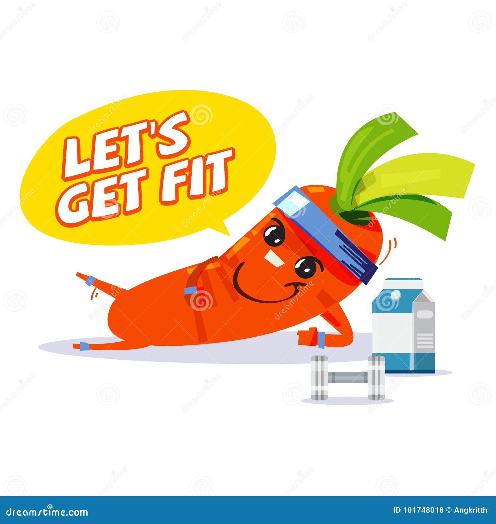 Carrot Character Design. Showing Muscle Arms With Typographic. R Stock ...