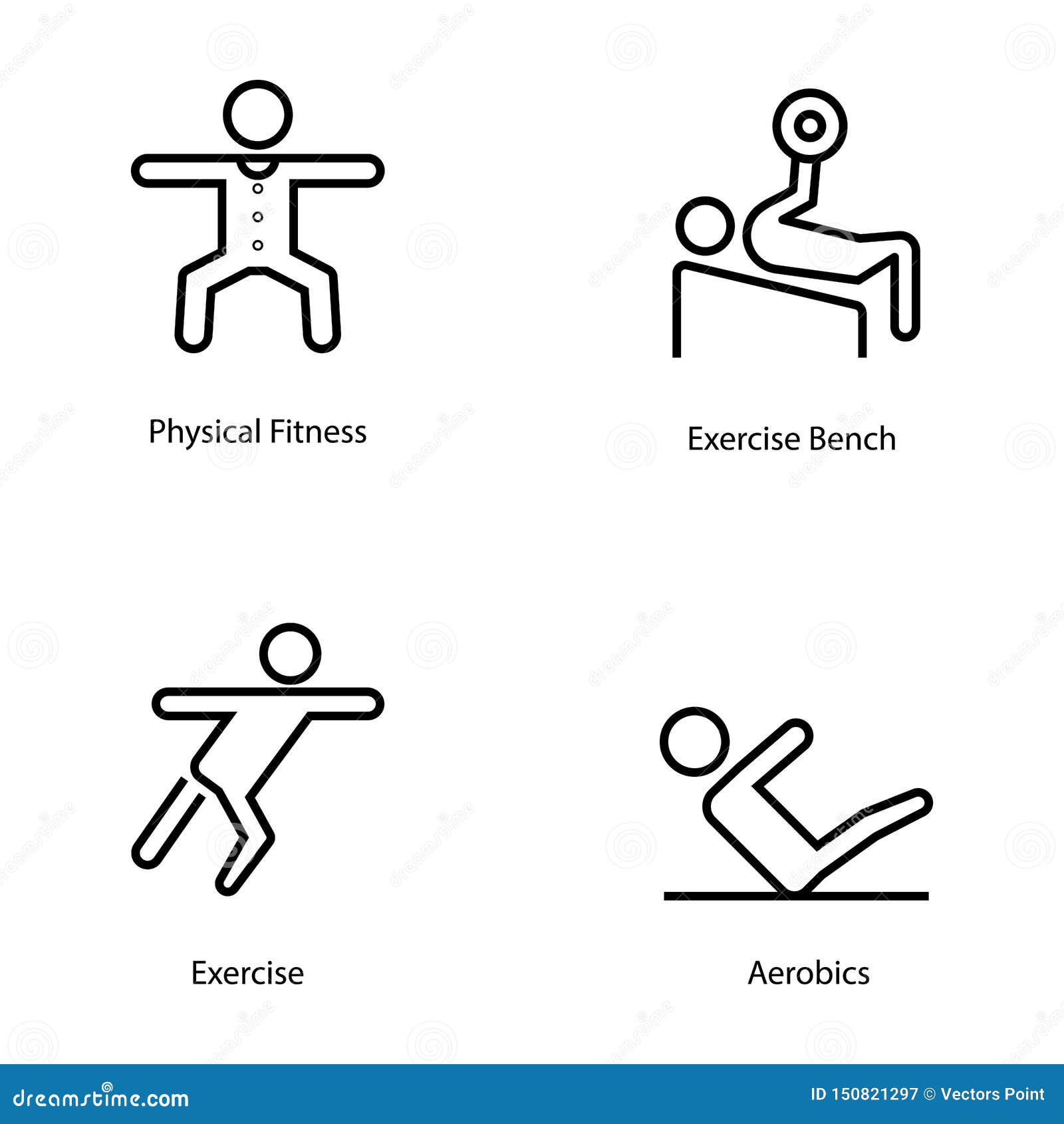 Workout and Diet Plan Line Icons Stock Illustration - Illustration of ...