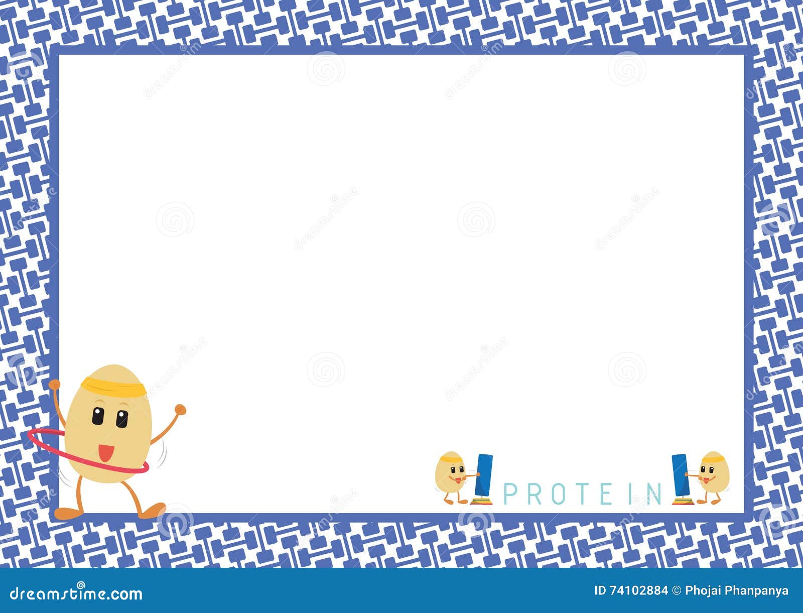 Workout Eggs Cartoon in Blue Picture Frame Stock Vector - Illustration ...