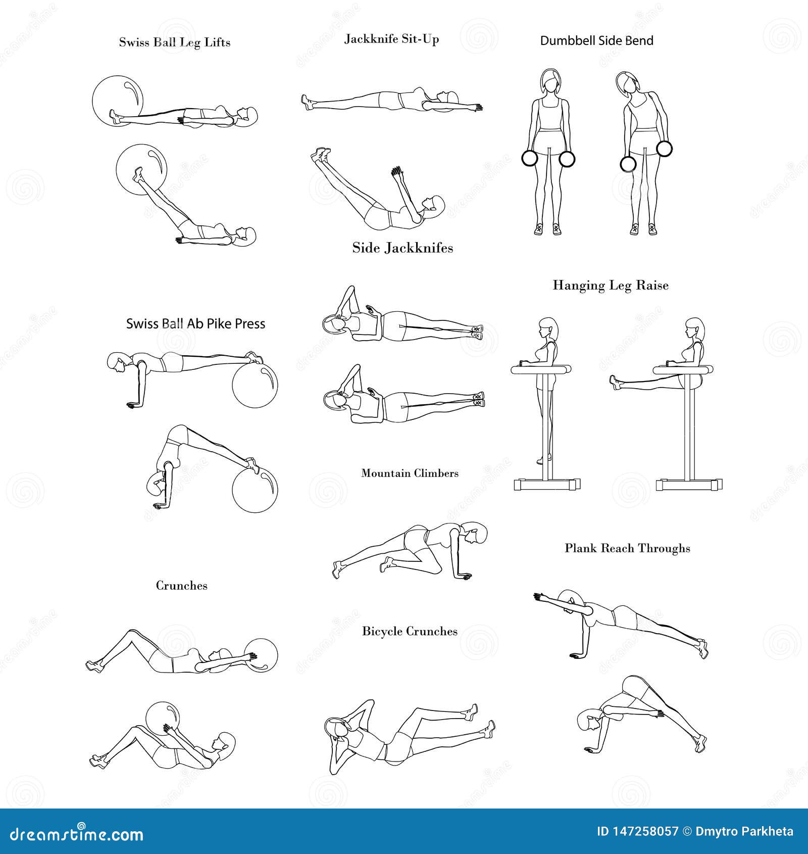 Workout Exercise Illustration Outline Stock Vector - Illustration of ...
