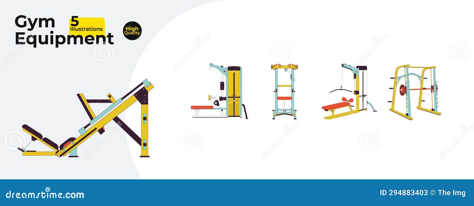Workout Gym Equipment 2D Linear Cartoon Objects Bundle Stock Vector ...