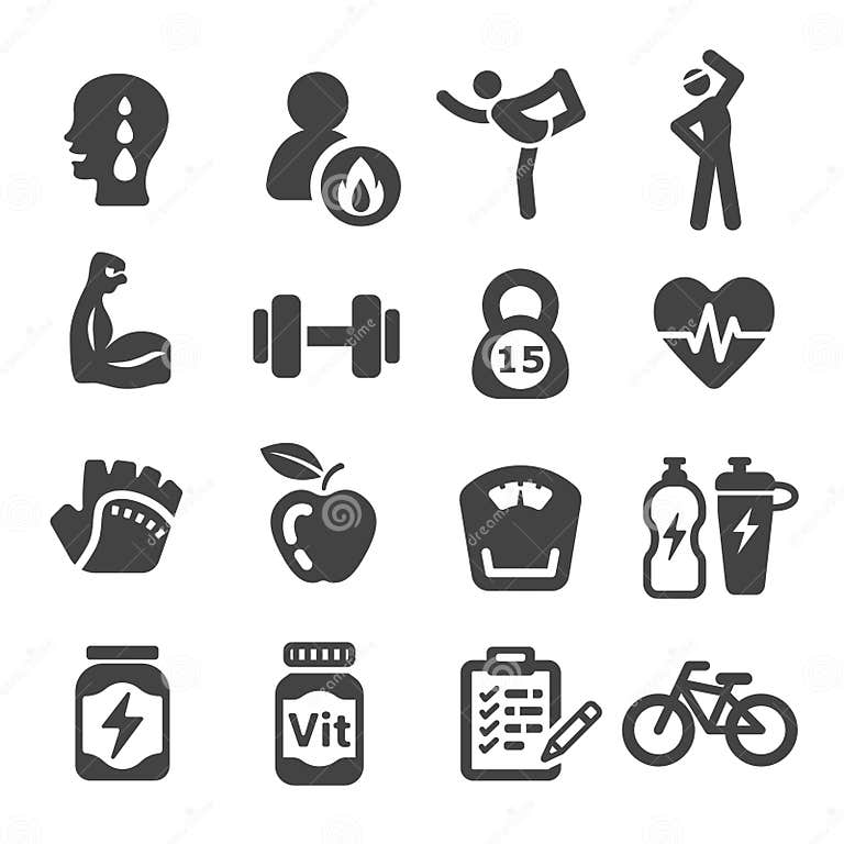 Workout icon set stock vector. Illustration of calories - 136587664