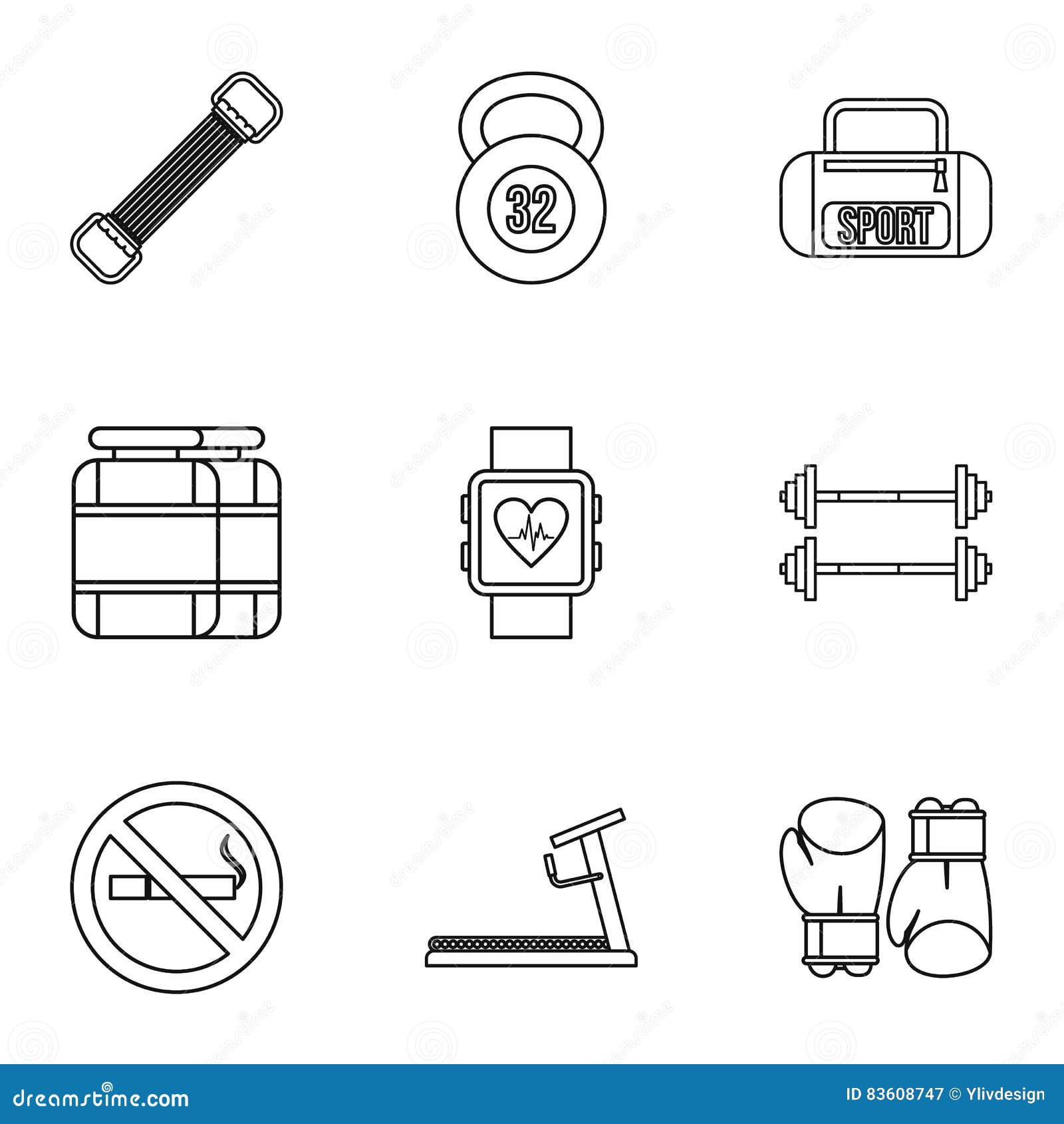 Workout Icons Set, Outline Style Stock Vector - Illustration of ...