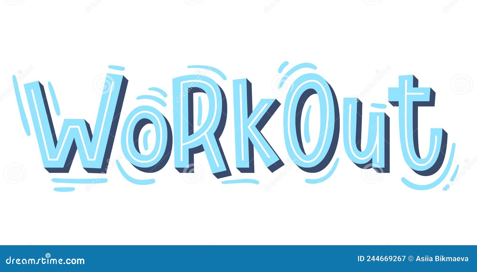 `WorkOut` Lettering. Modern Hand-written Text. Sticker for Planner ...