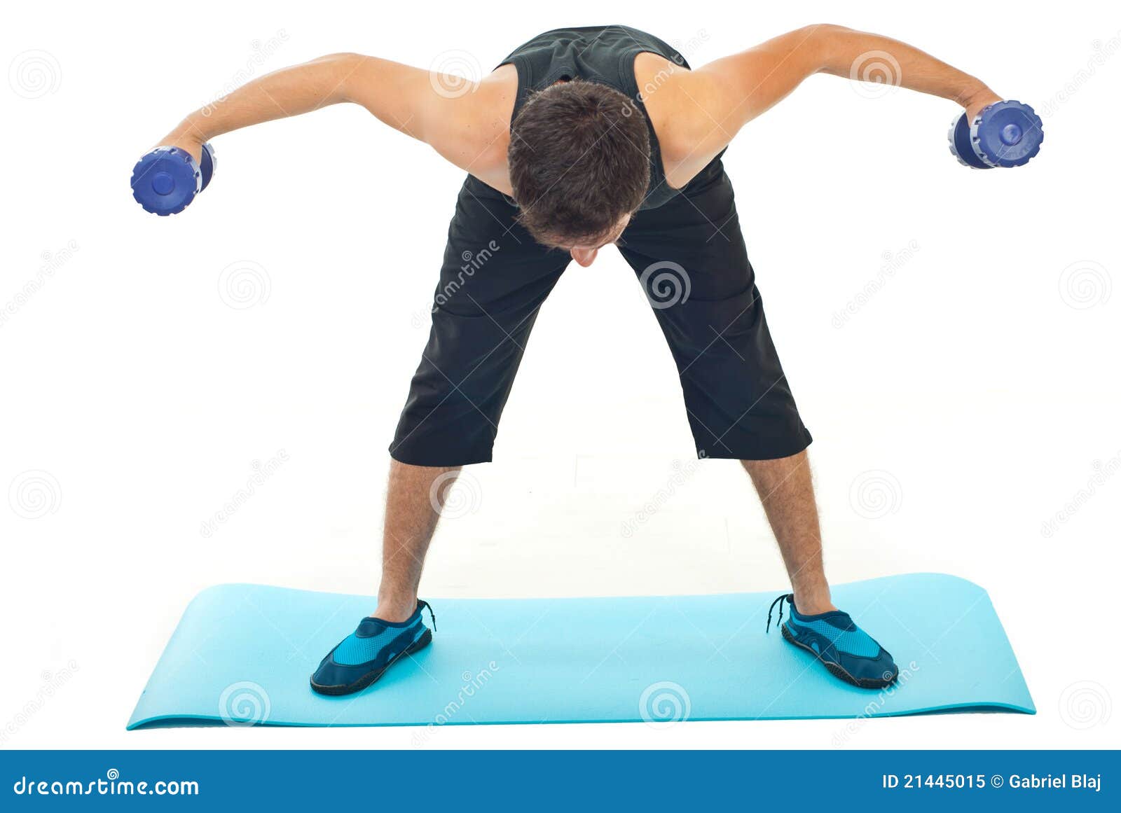 Workout man with dumbbell stock image. Image of action - 21445015