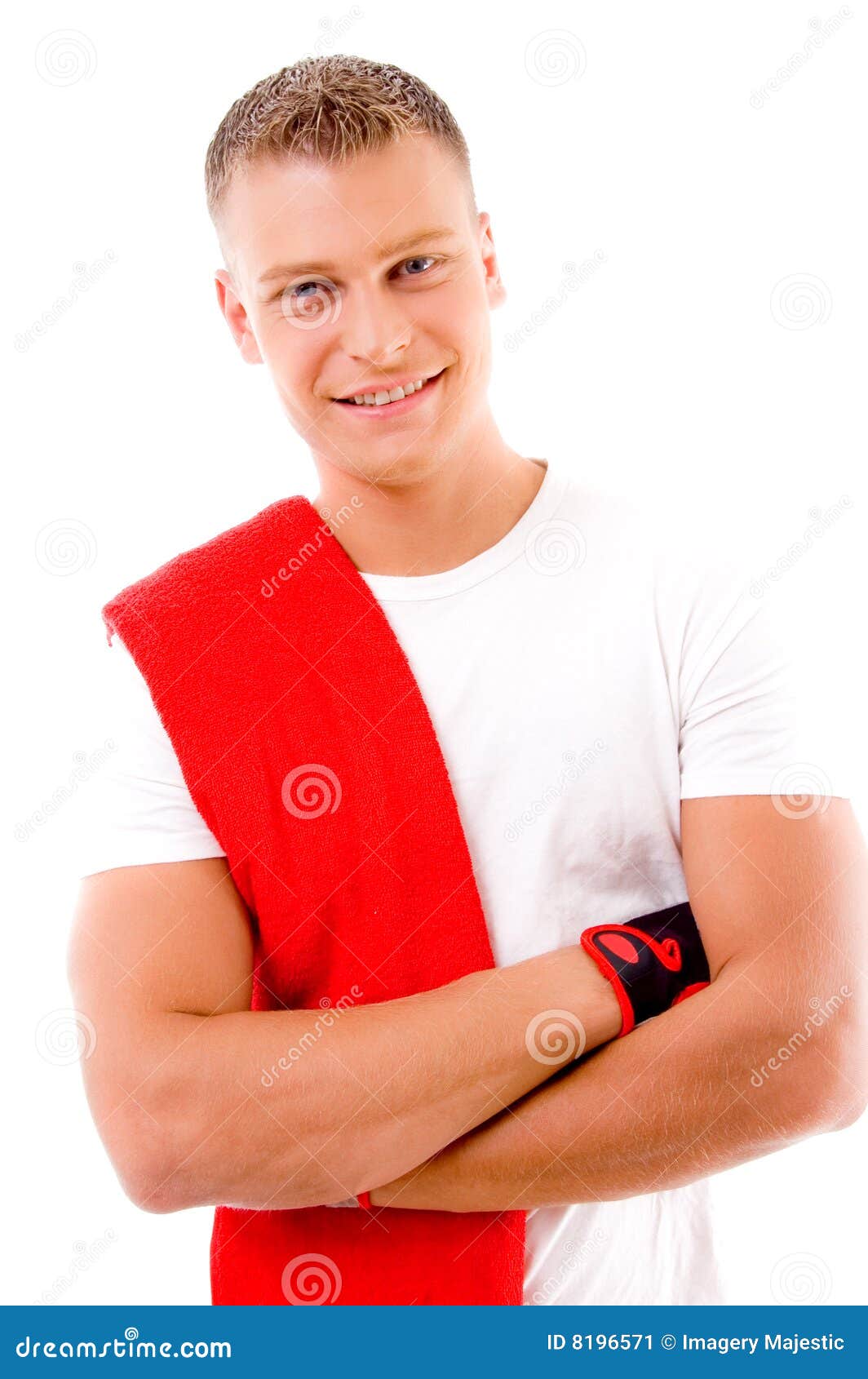 Workout - Man with Folded Arms Stock Image - Image of caucasian, camera ...