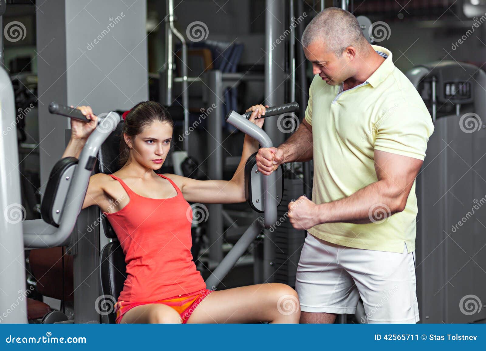 Workout with Personal Trainer Stock Image - Image of exercise, force ...