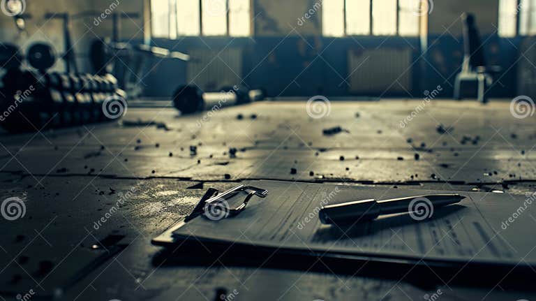 Workout Plan Clipboard and Pen on Gym Bench Stock Illustration ...