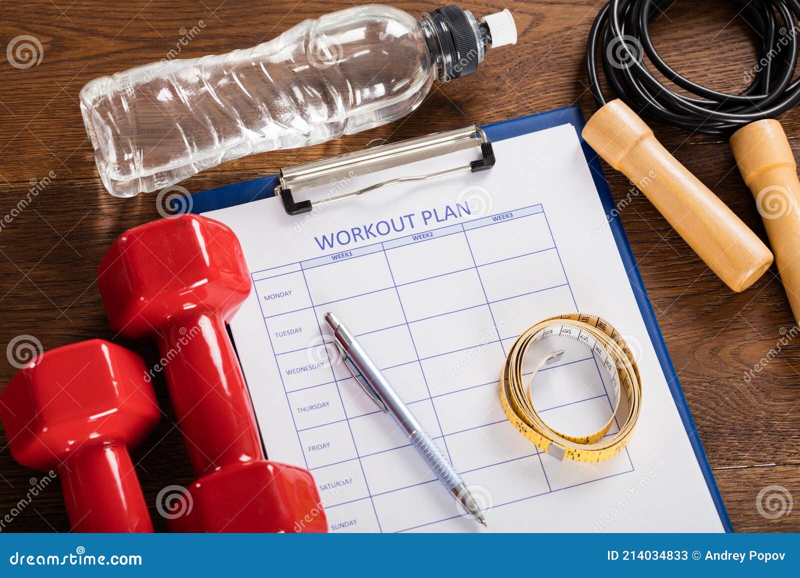 Workout Plan Form with Fitness Equipments Stock Image - Image of ...