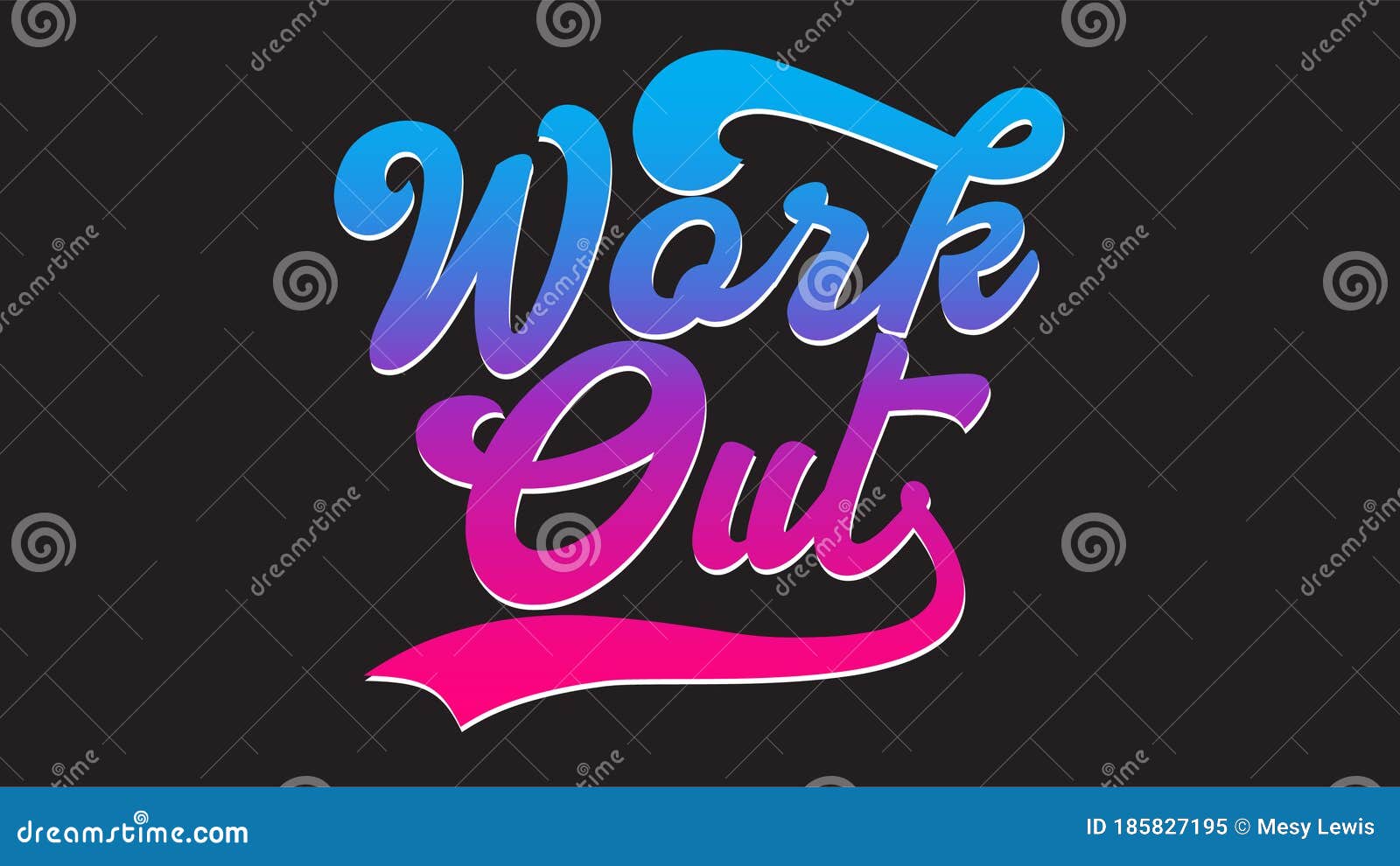 Workout, Rainbow Vector Text, Hand Drawn Lettering with Colorful ...