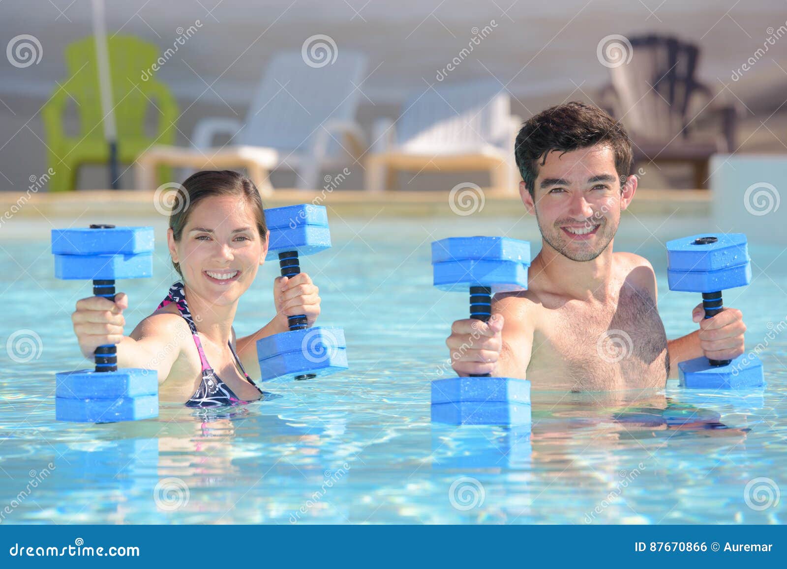 Workout in swimming pool stock photo. Image of vacationing - 87670866