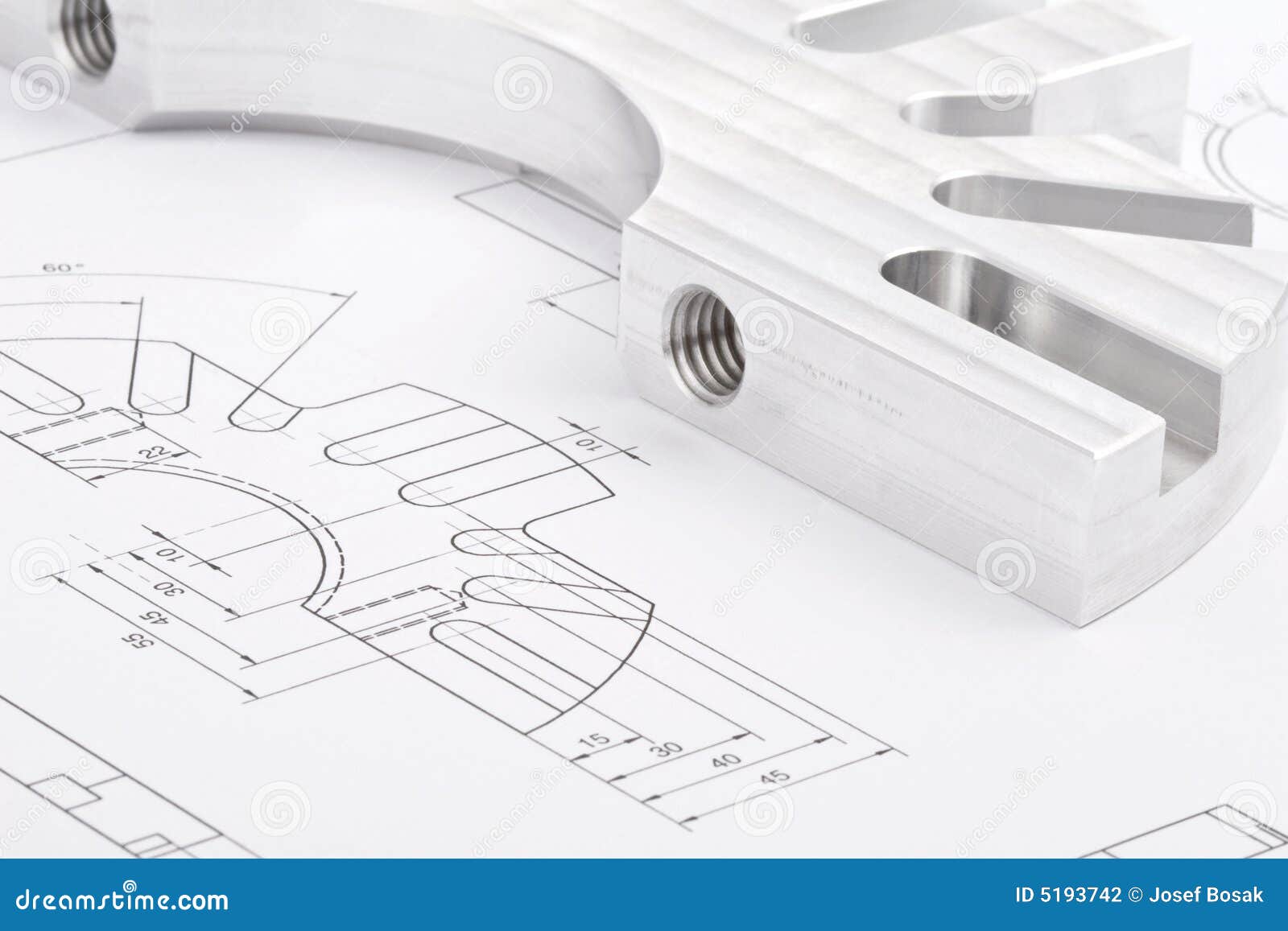 Workpiece on a blueprint stock photo. Image of preciser - 5193742