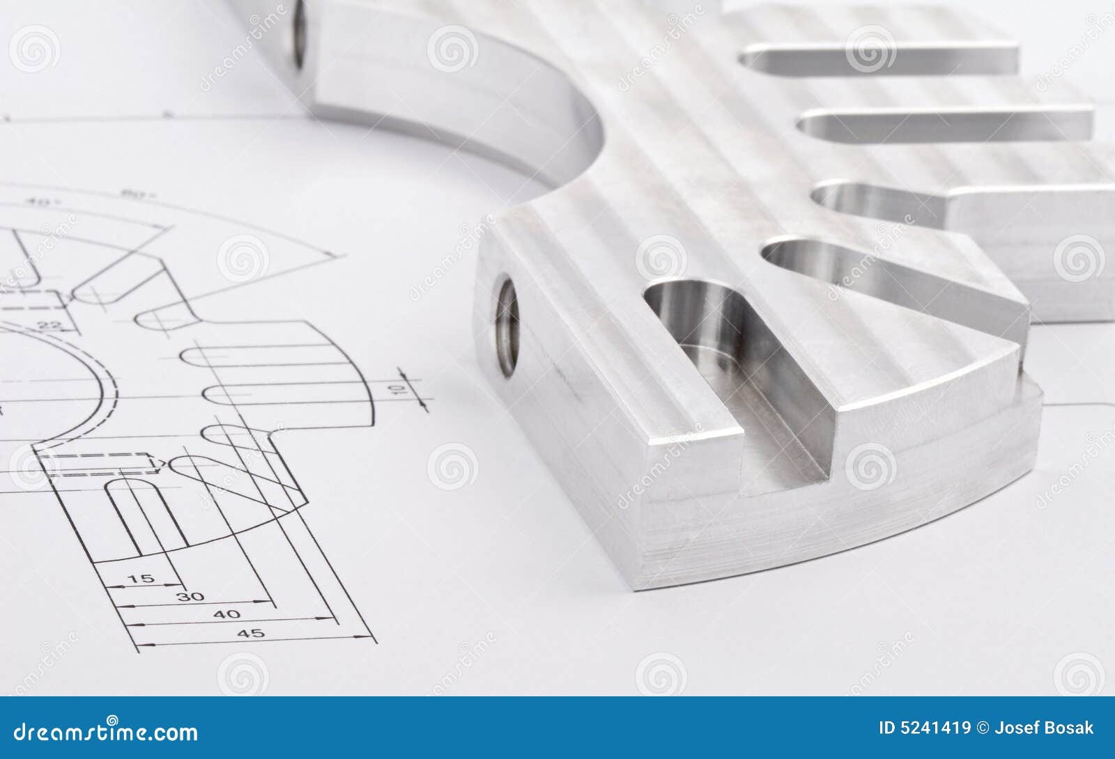 Workpiece on a blueprint stock image. Image of abstract - 5241419