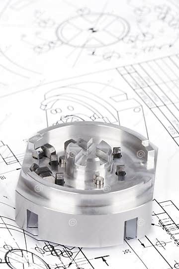 Workpiece on a blueprint stock photo. Image of system - 9152198