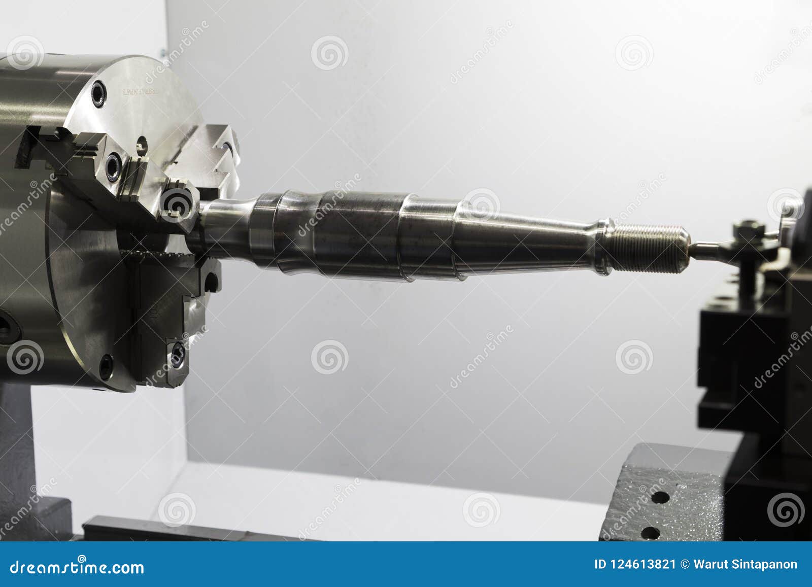 Workpiece in a CNC Lathe Machine : Side View Stock Image - Image of ...