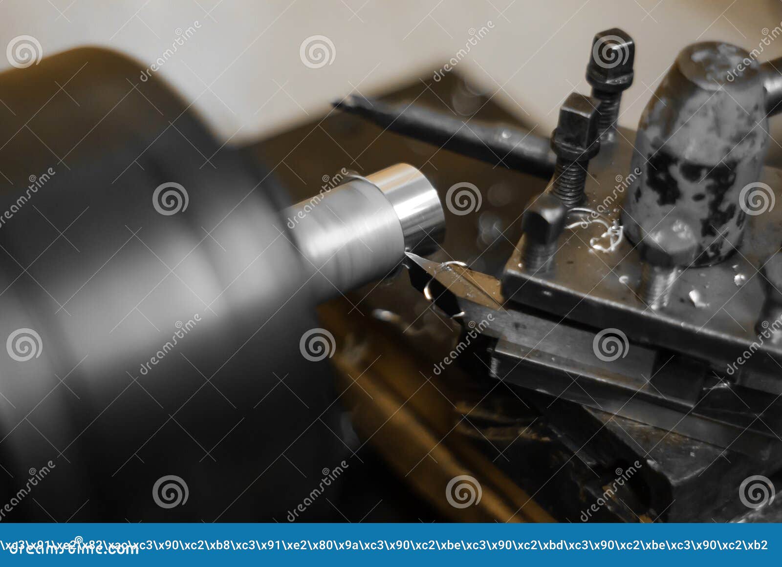Workpiece Processing on a Lathe Stock Image - Image of carriage ...
