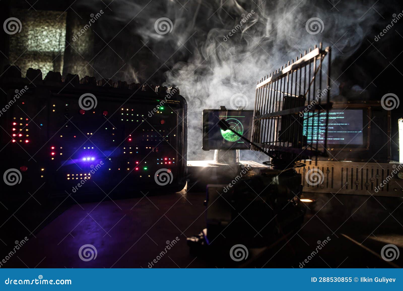 Workplace of the Air Traffic Controllers in the Control Tower. Team of ...