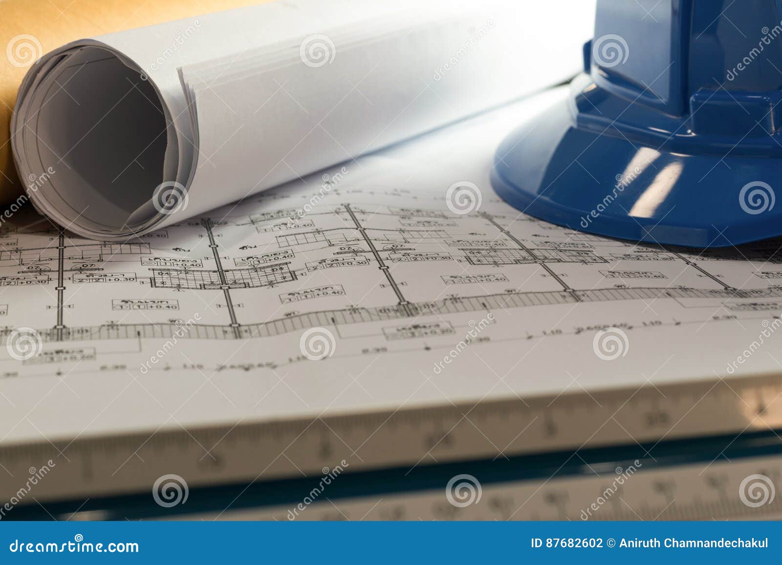 Workplace of Architect - Architect Rolls and Plans.architectural Plan ...