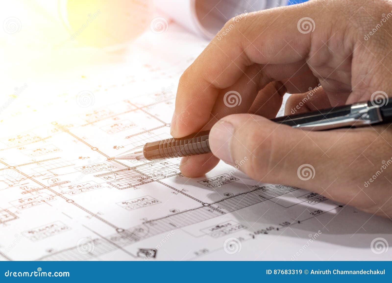 Workplace of Architect - Architect Rolls and Plans.architectural Plan ...