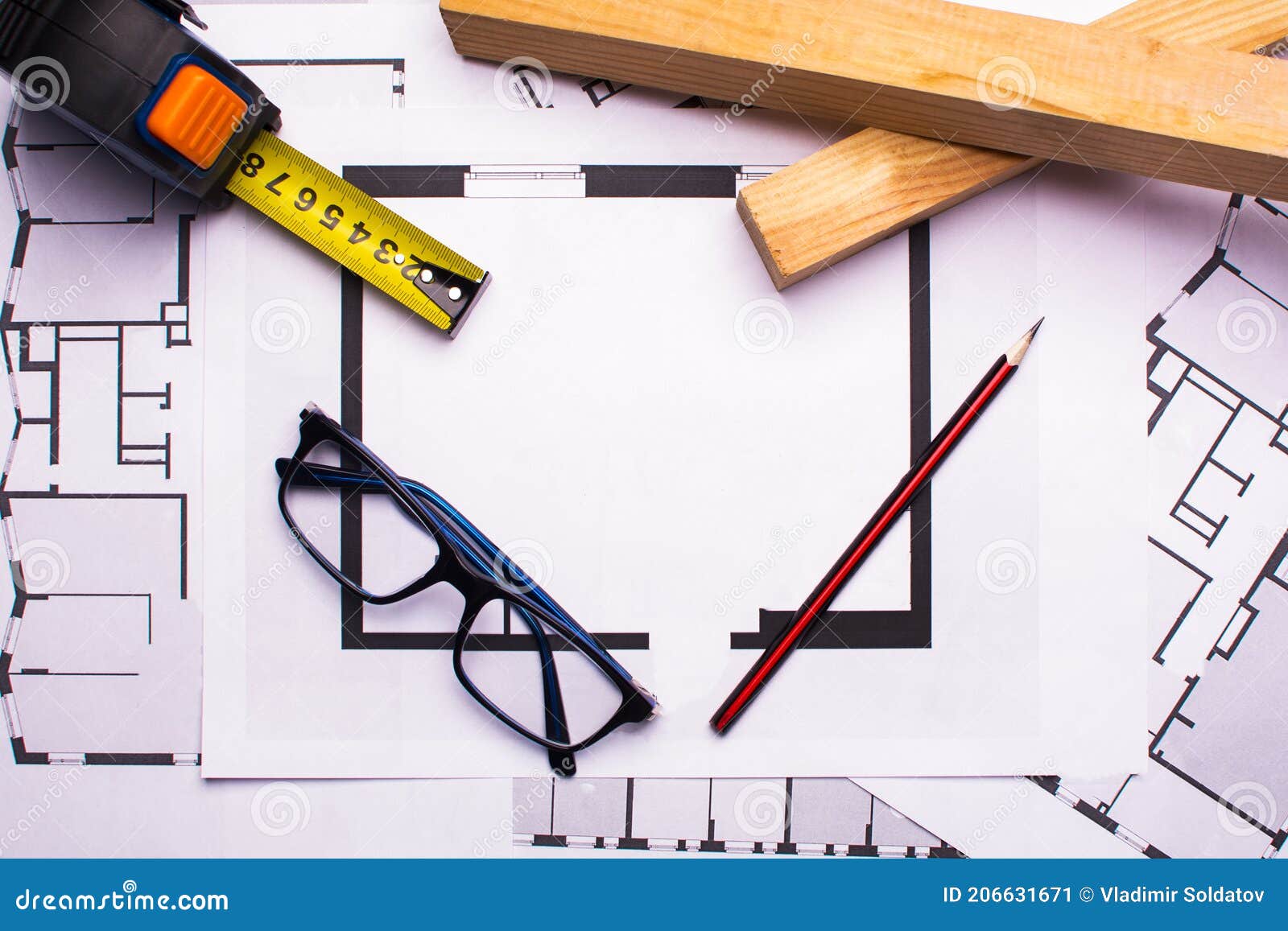 Workplace Architect. Concept of Construction Stock Image - Image of ...