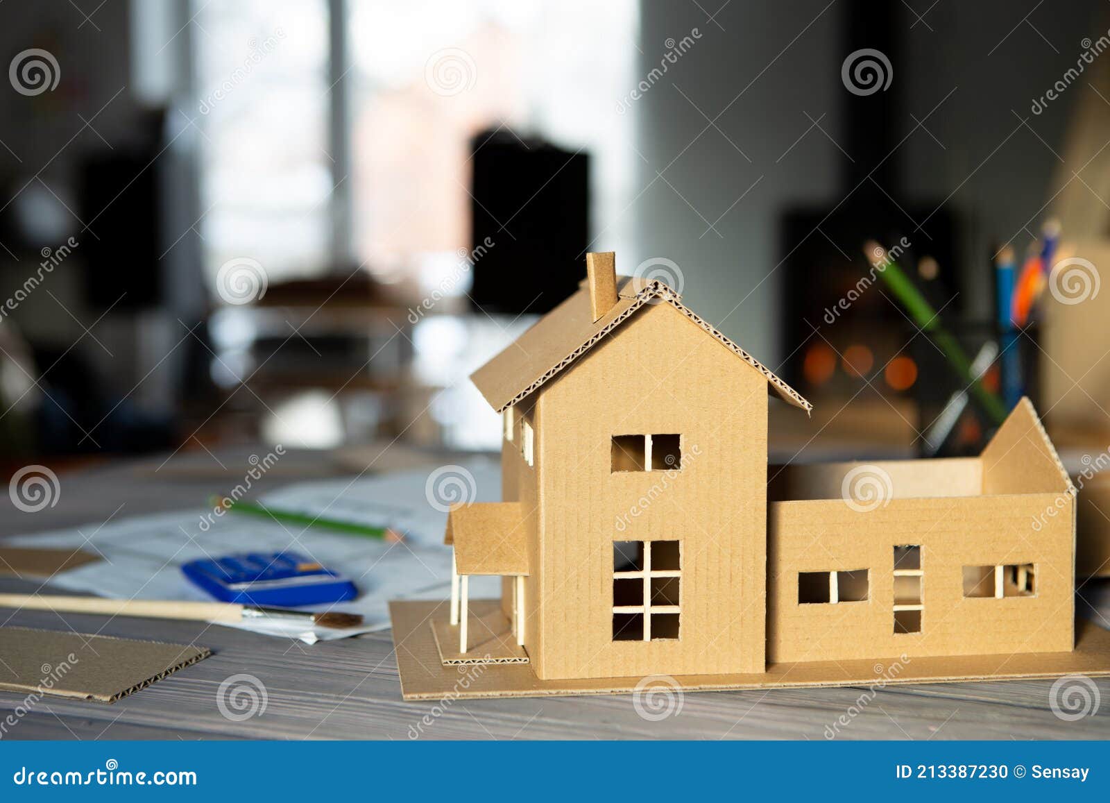 Workplace of Architect - Construction Drawings, Scale Model and Tools ...