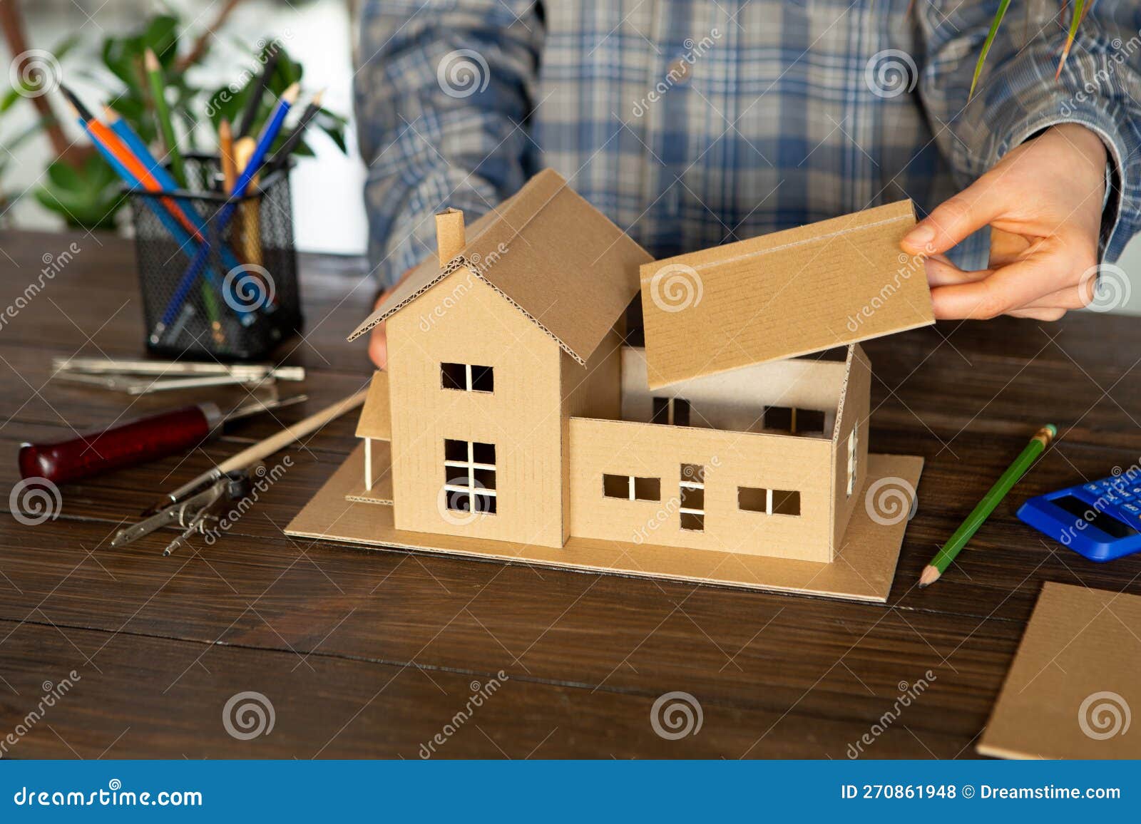 Workplace of Architect - Construction Drawings, Scale Model and Tools ...