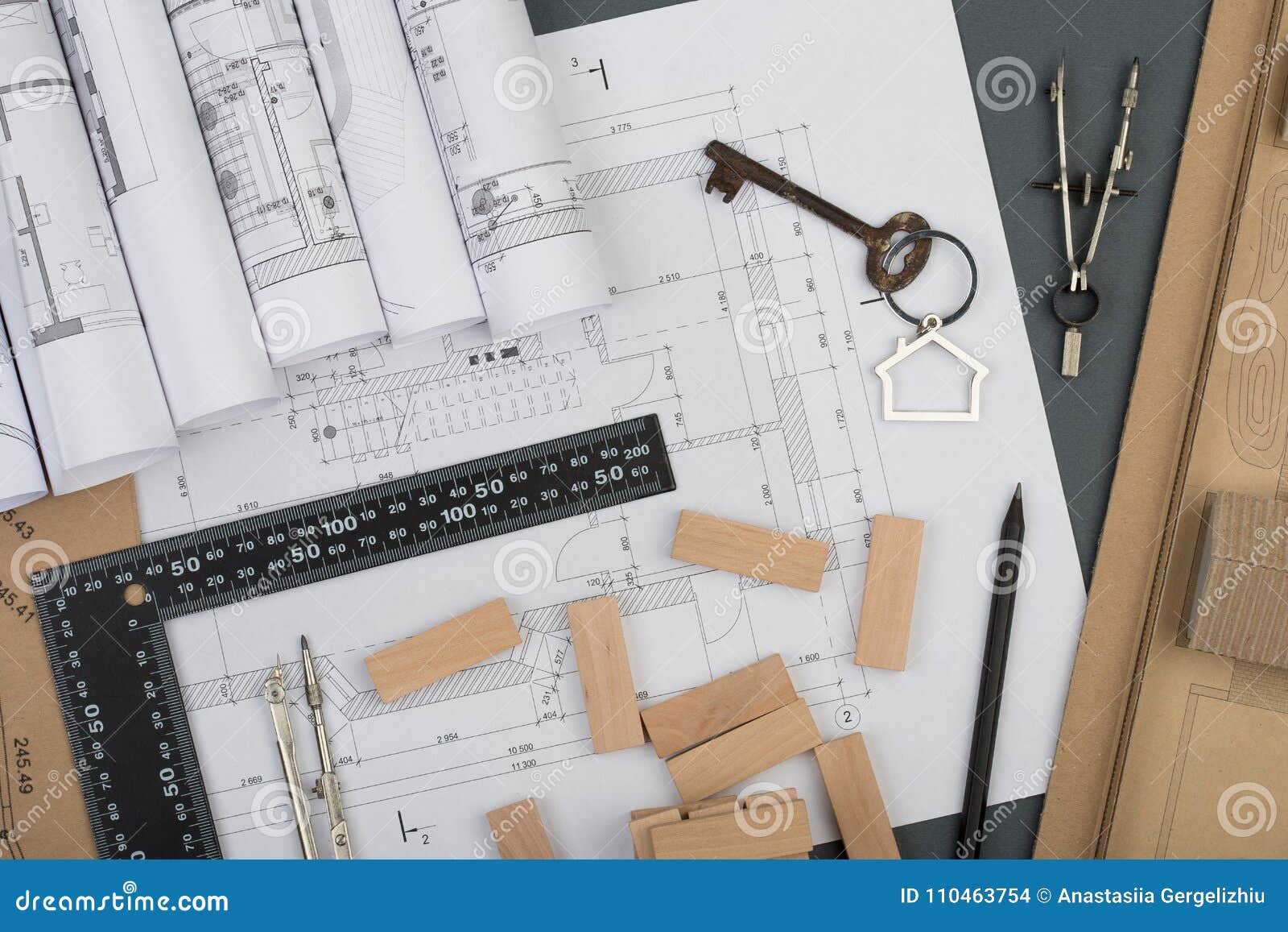 Workplace of Architect - Key with Trinket in the Shape of a House ...