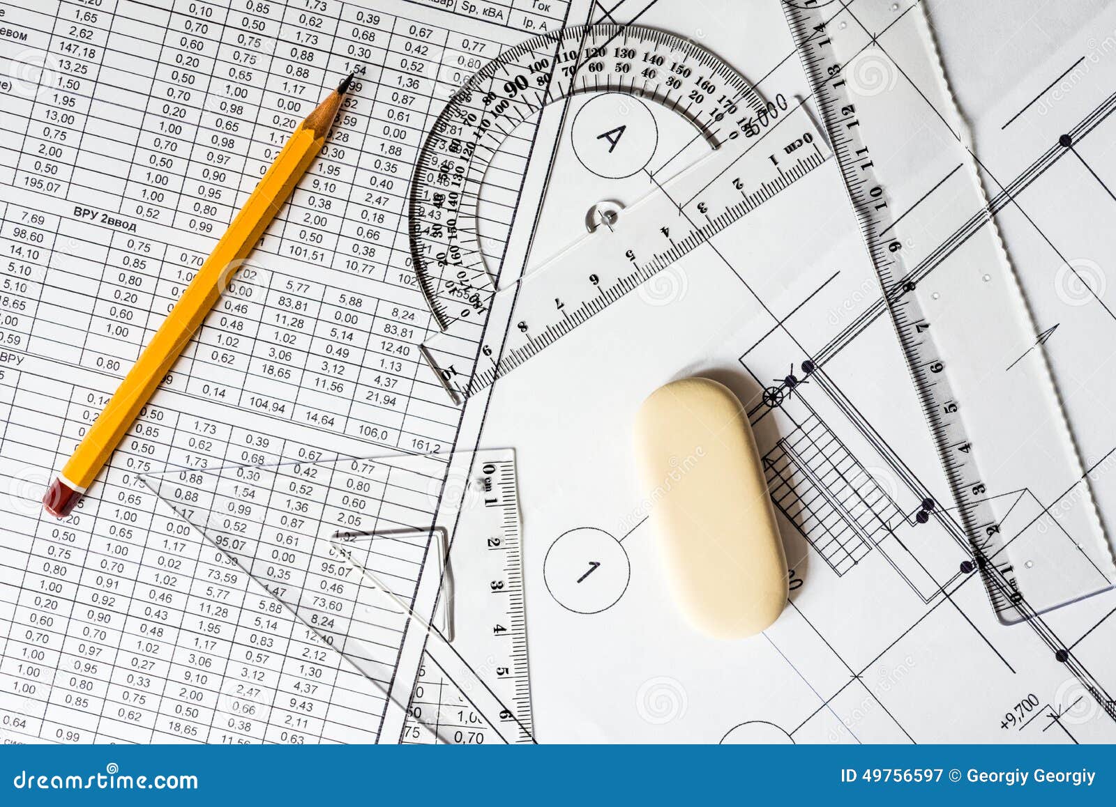 Workplace Architect, Tools for Sketching Stock Image - Image of eraser ...